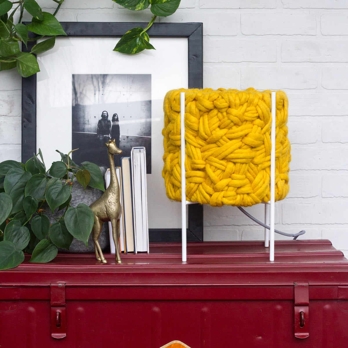 Handwoven Mustard Table Lamp in Modern Metal Frame – The Eddy Line Co.
