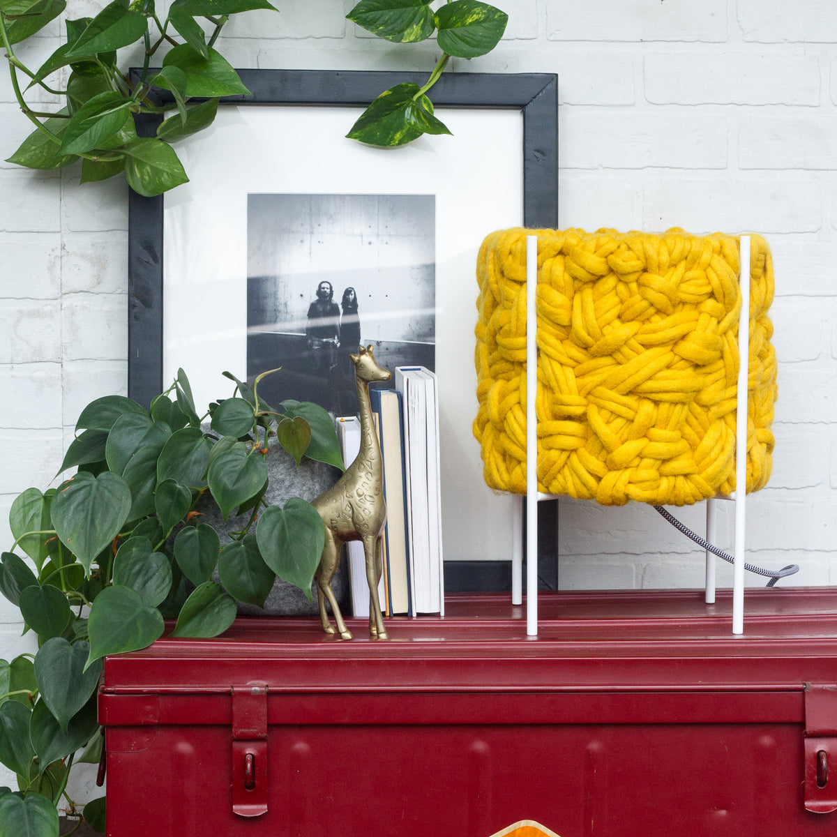 Handwoven Mustard Table Lamp in Modern Metal Frame – The Eddy Line Co.