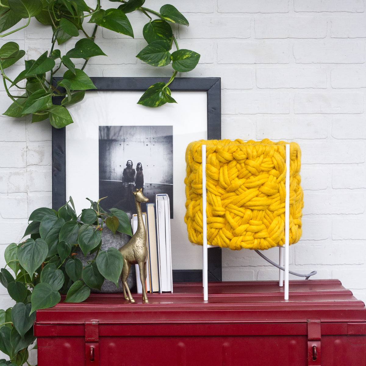 Handwoven Mustard Table Lamp in Modern Metal Frame – The Eddy Line Co.